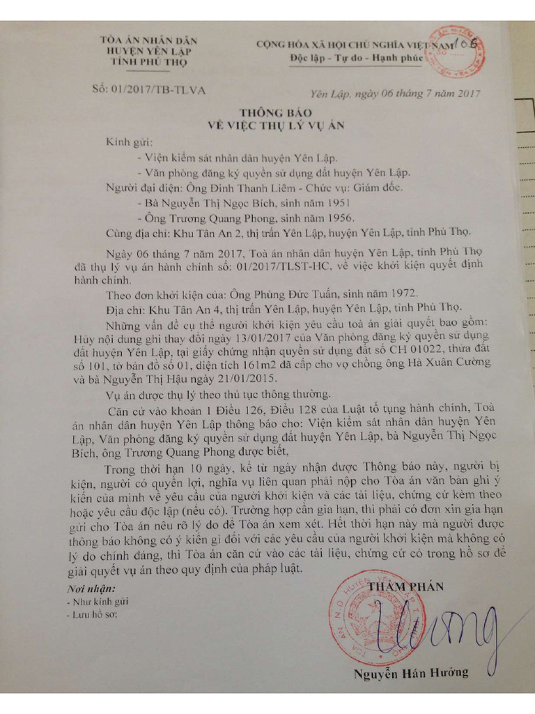 2.thong Bao Thu Ly Vu An | PDF