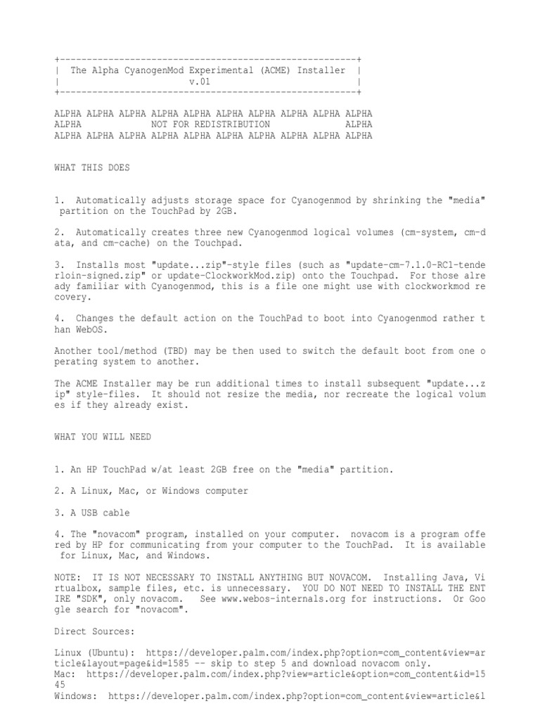 Acme Installer Readme | PDF | Installation (Computer Programs) | Booting