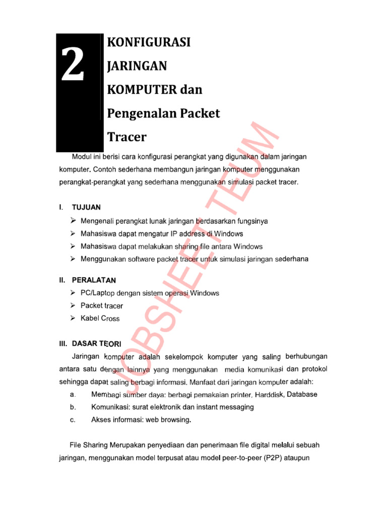 Modul Praktikum 2 Konfigurasi Jaringan Dan Pengenalan Packet Tracer | PDF