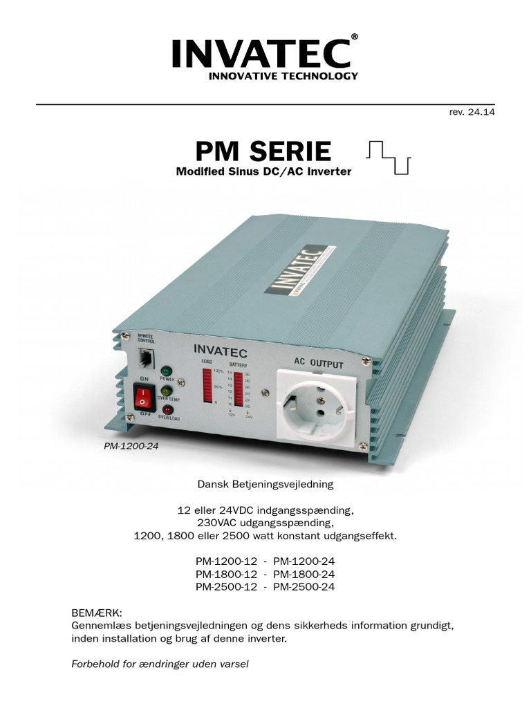 Invatec PM 2500 DK Manual | PDF