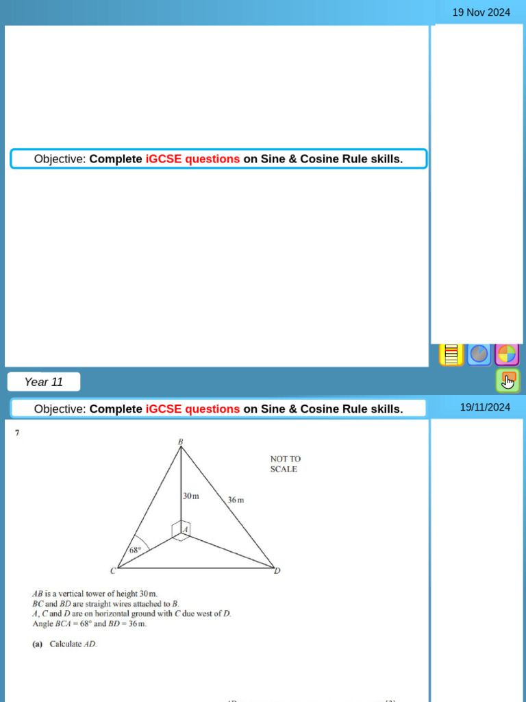 Year 11 - Sine Cosine Rule IGCSE Questions | PDF | Trigonometric ...