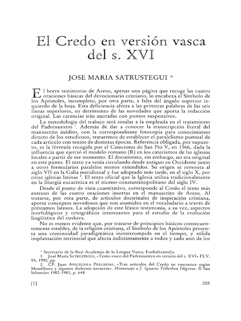 Satrustegi 1990 El Credo en Versión Vasca Del Siglo XVI | PDF | orador ...