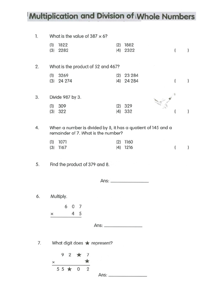 Multiplication and Division of Whole Numbers | PDF
