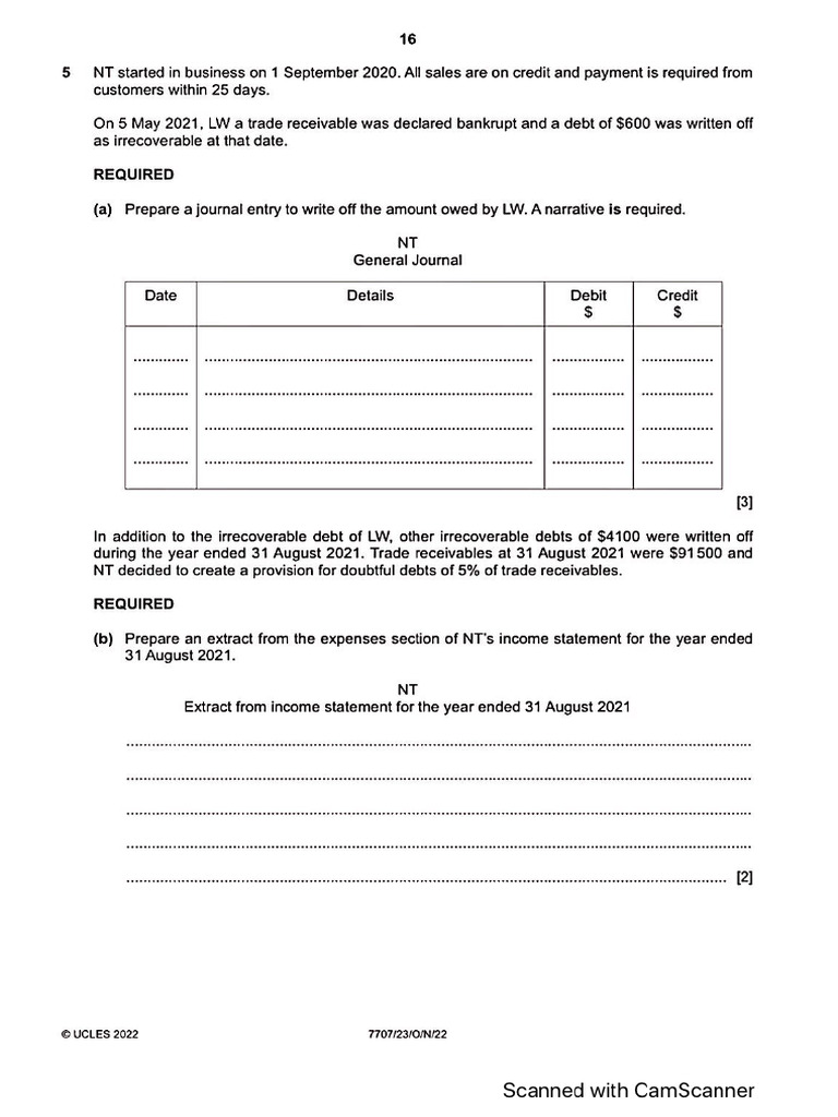 Bad Debts and PFDD PP Worksheet | PDF