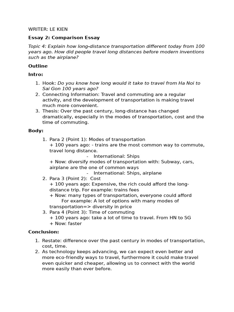 Essay 2 Le Kien | PDF | Transport | Commuting