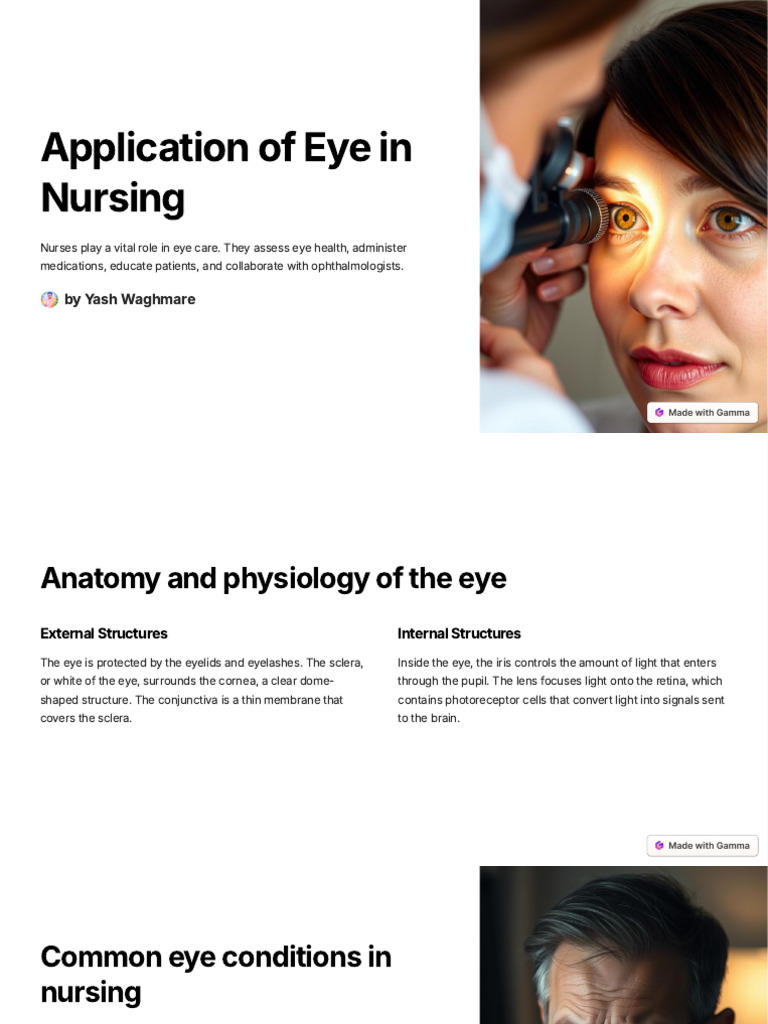 Application of Eye in Nursing | PDF | Eye | Retina