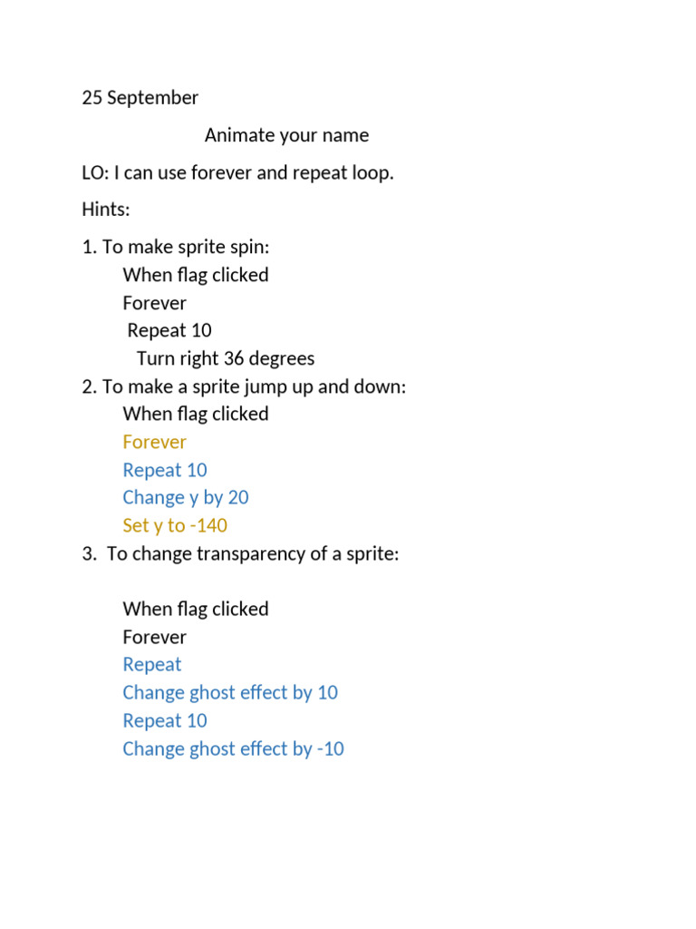 Y5 Animate Name | PDF