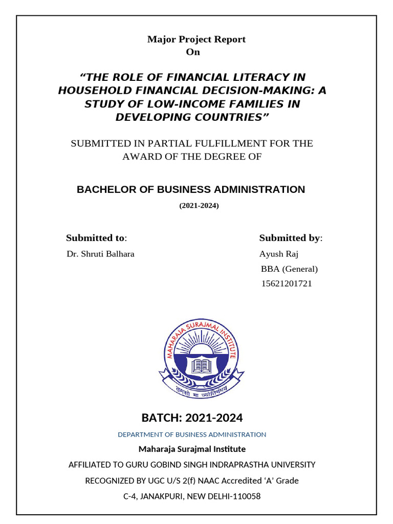 Nandini MPR | PDF | Survey Methodology | Financial Literacy