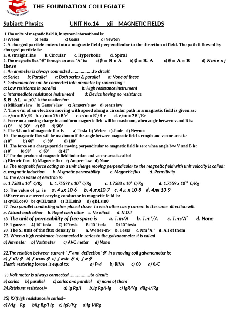 Unit 18 Magnetic Fields | PDF | Magnetic Field | Electricity