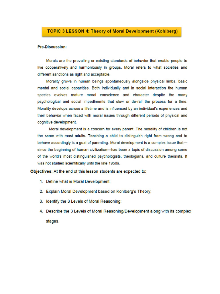 Kolhbergs Theory of Moral Development | PDF