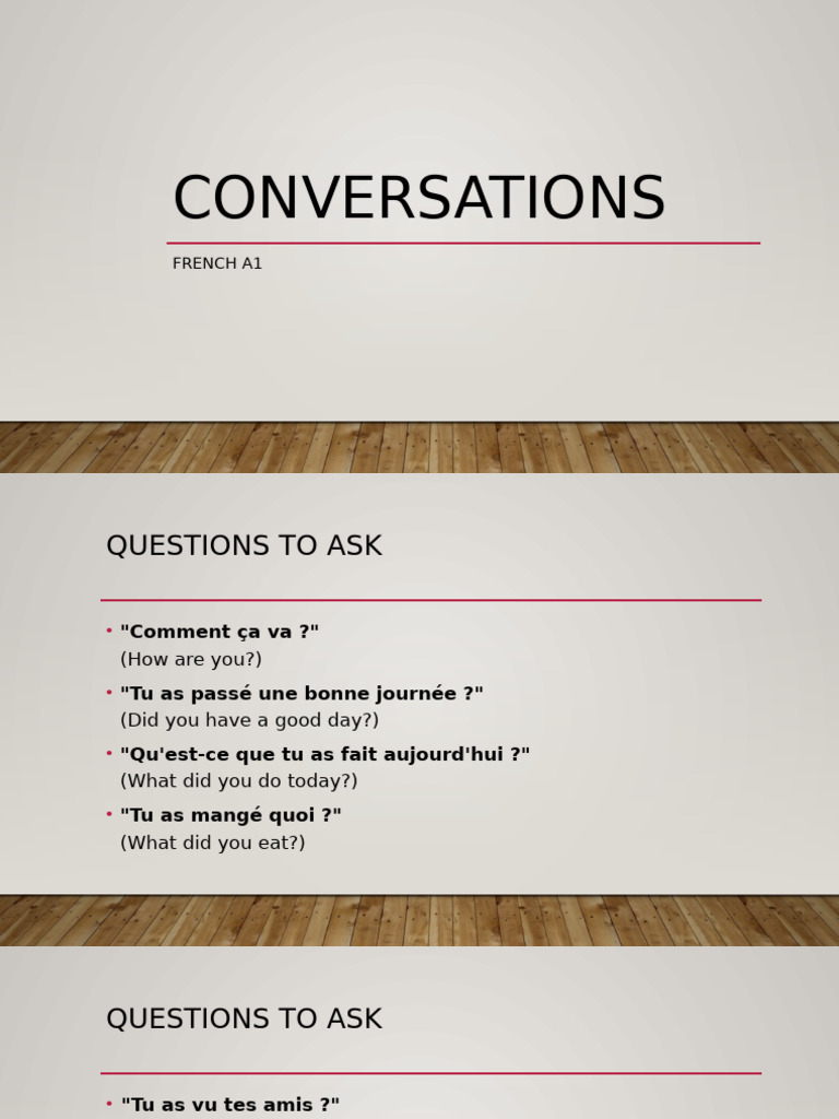 French A1 Daily Conversation Guide | PDF
