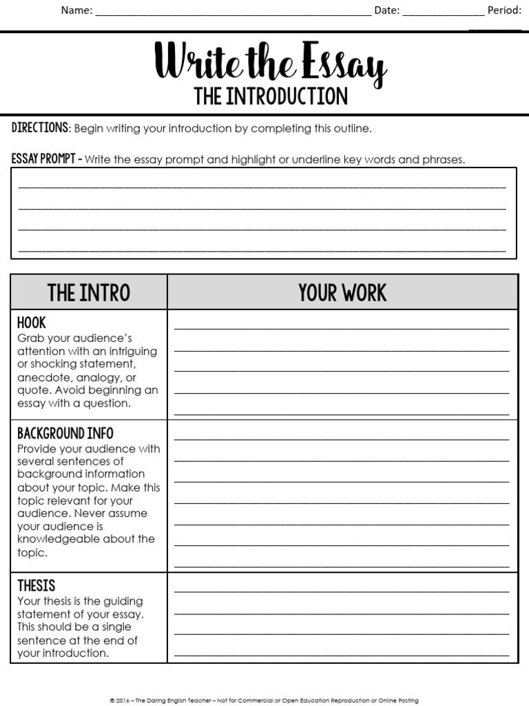 Introduction Essay Outline WS | PDF | Essays | Human Communication