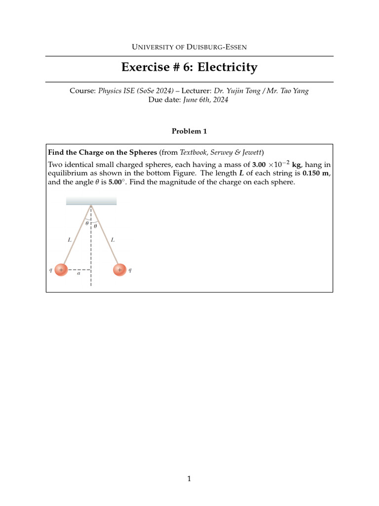 UDE Physics Exercise 6 | PDF | Coaxial Cable | Capacitor