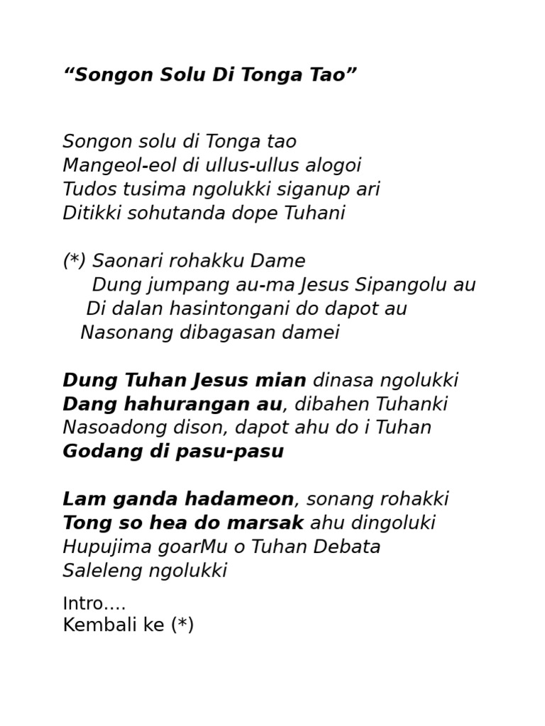 Songon Solu Di Tonga Tao | PDF
