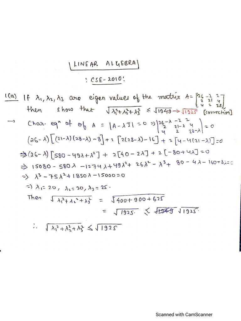 2010 CSE Linear Algebra | PDF