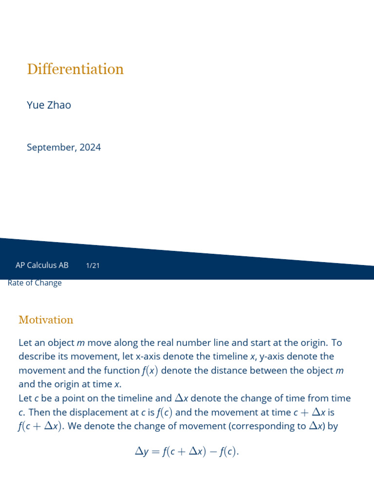 AP Calc AB Differentiation I | PDF | Derivative | Mathematical Concepts