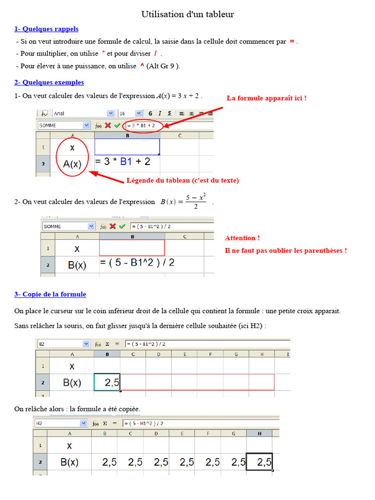 Guide d'Utilisation de Formules Excel | PDF