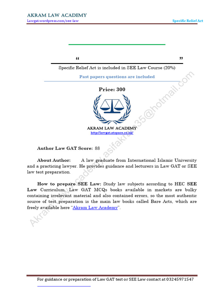 Specific Relief Notes (Web) | PDF | Injunction | Fiduciary
