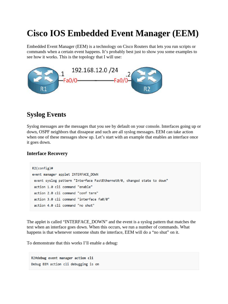 Cisco IOS Embedded Event Manager | PDF | Command Line Interface | Control Flow