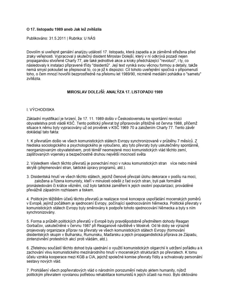 Analýza 17.listopadu 1989 | PDF