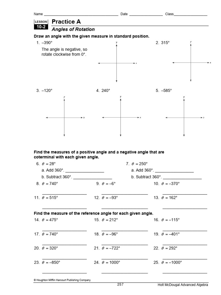 Advanced Algebra Rotation Angles | PDF | Elementary Mathematics ...