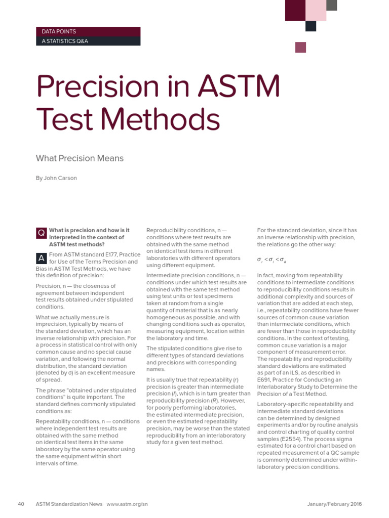 Precision in ASTM Test Mehods, What Precision Means, ASTM Data Points ...