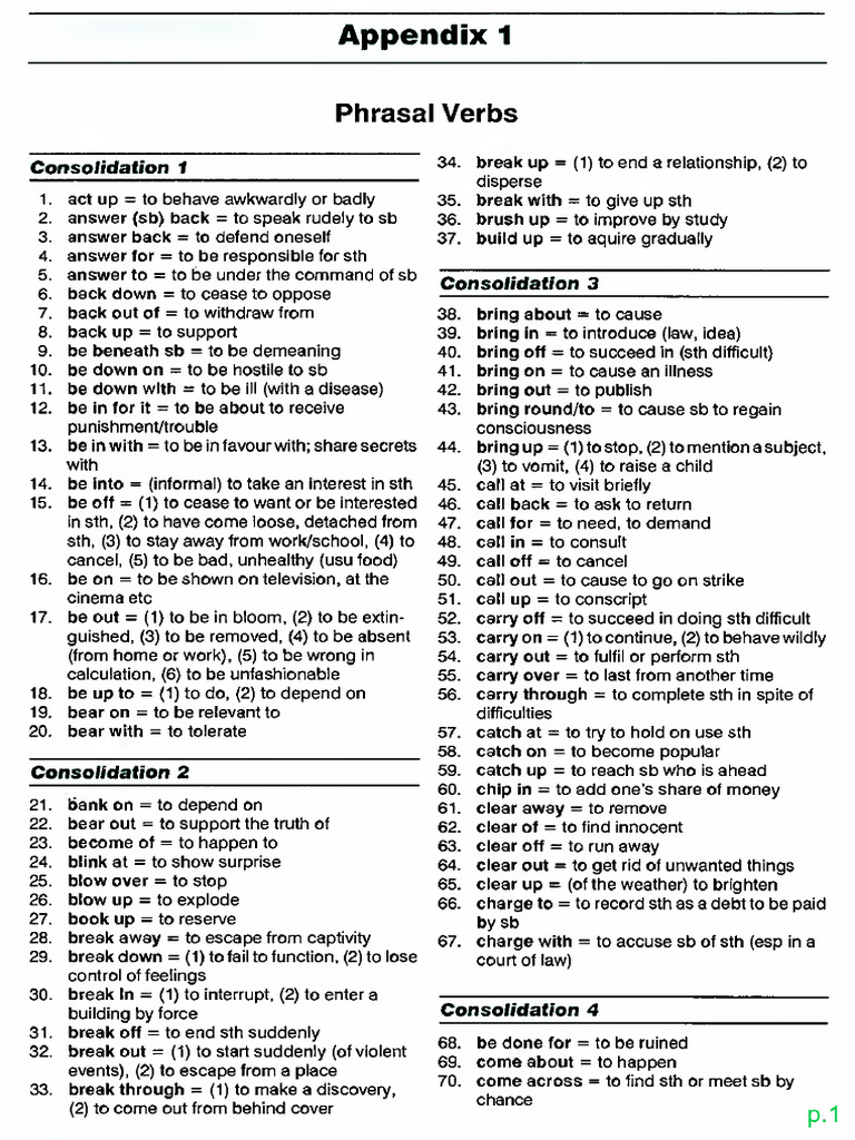 Phrasal Verbs and Idioms - Consolidation | PDF