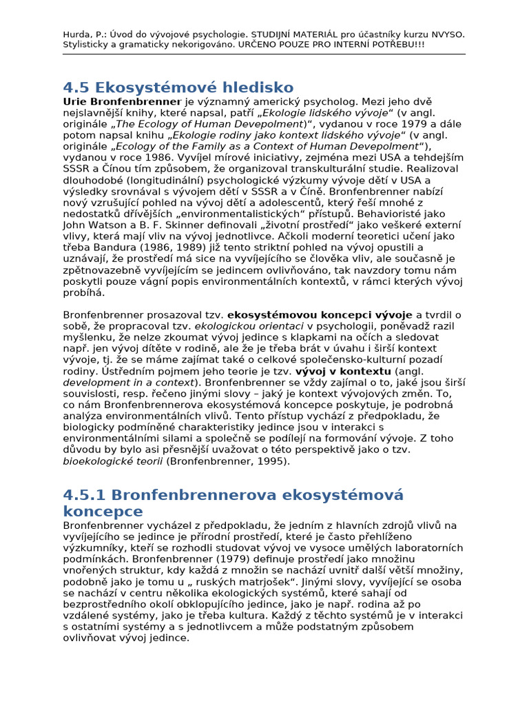 Bronfenbrennerova Ekosystémová Koncepce | PDF