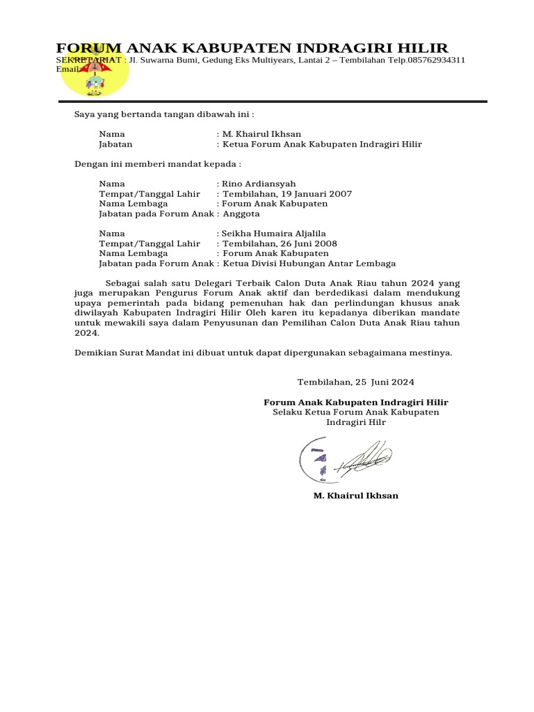 Surat Mandat FA (Exam) | PDF | Politik | Kesehatan Holistik