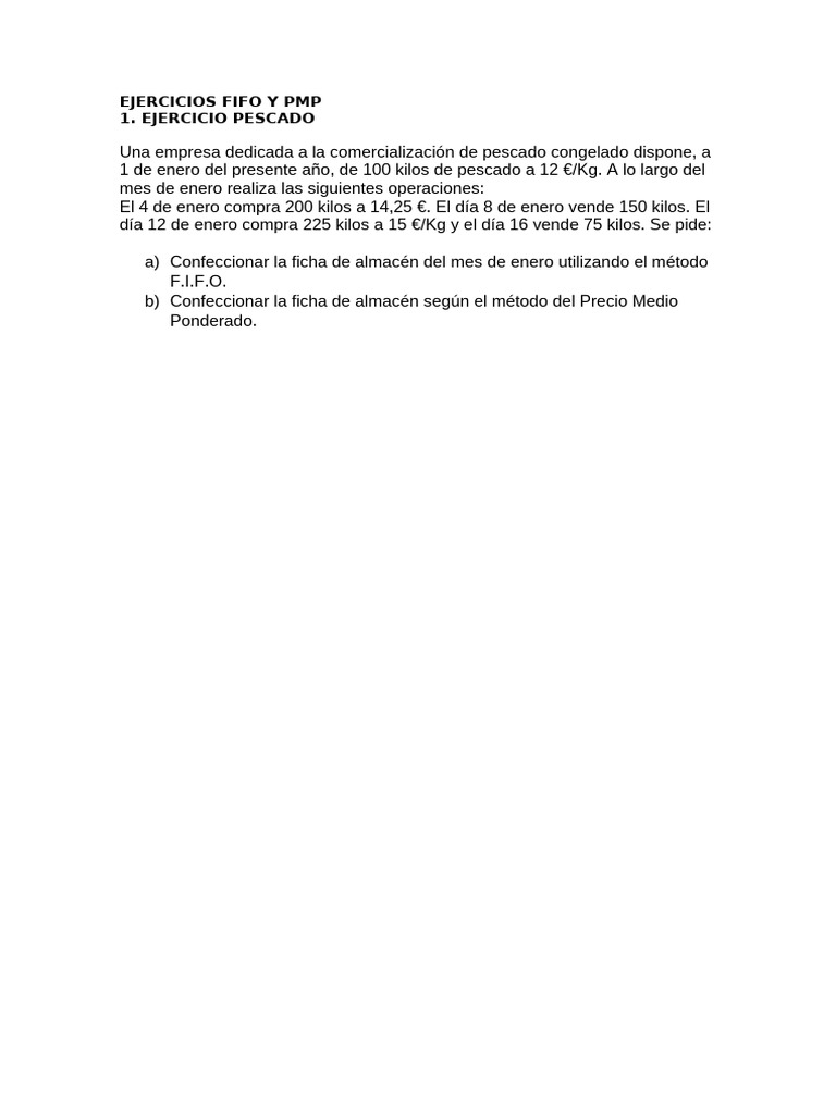 Ejercicios Fifo y PMP | PDF