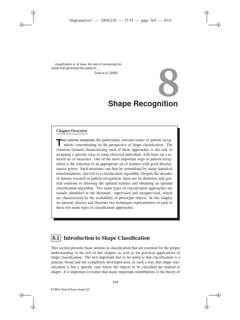 Shape Recognition Shape Analysis And Classification Pdf Statistical Classification Hierarchy