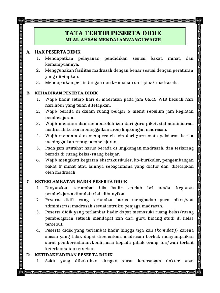 Tata Tertib Peserta Didik | PDF