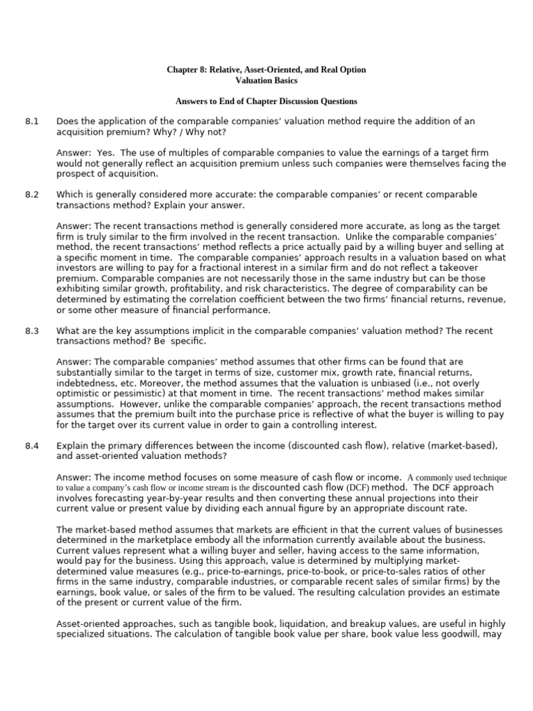 Instructors Manual Chapter 8 | PDF | Valuation (Finance) | Book Value