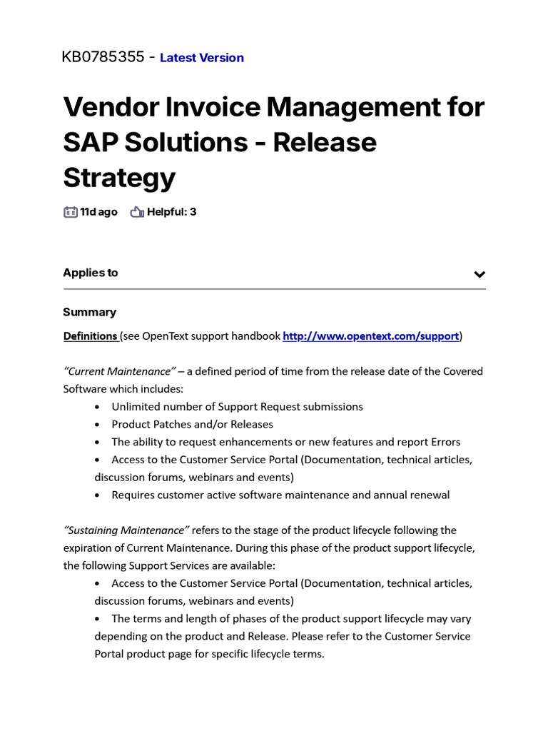 Vendor Invoice Management For SAP Solutions - Release Strategy | PDF ...