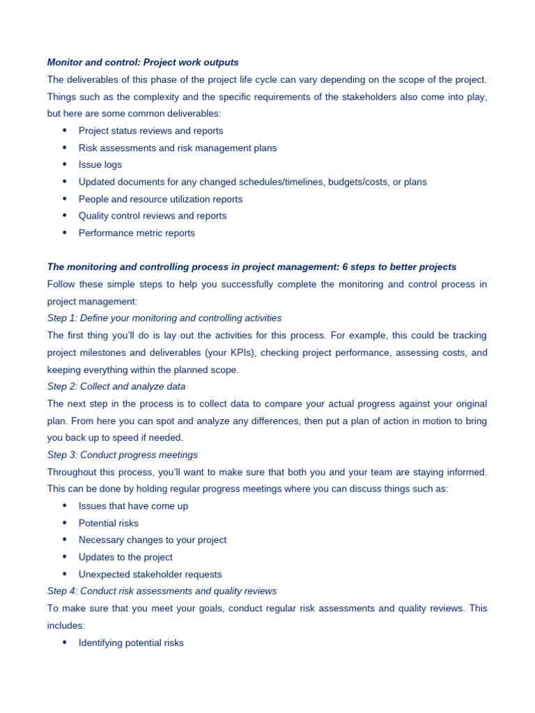 Project Work Outputs And Proccess In Project Follow Up Pdf Project Management Computing