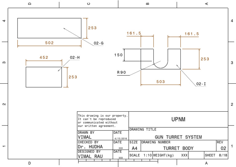 Gun Turret System Technical Drawing | PDF