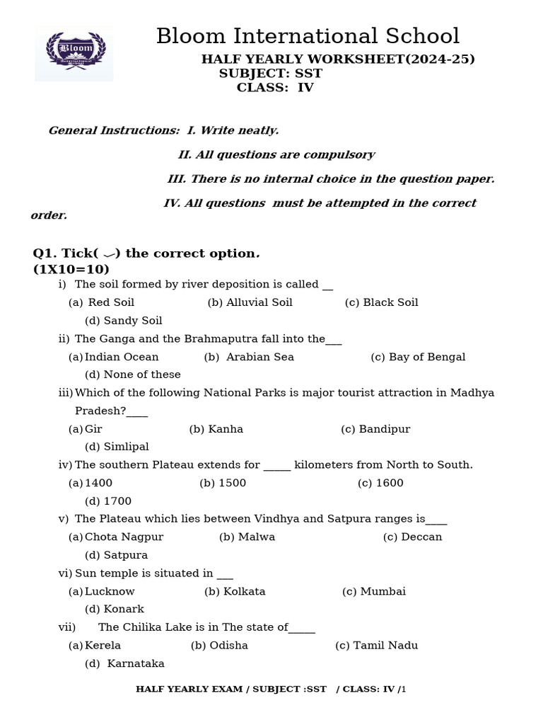 Worksheet SST Class IV (New) | PDF | Languages Of India | South Asia