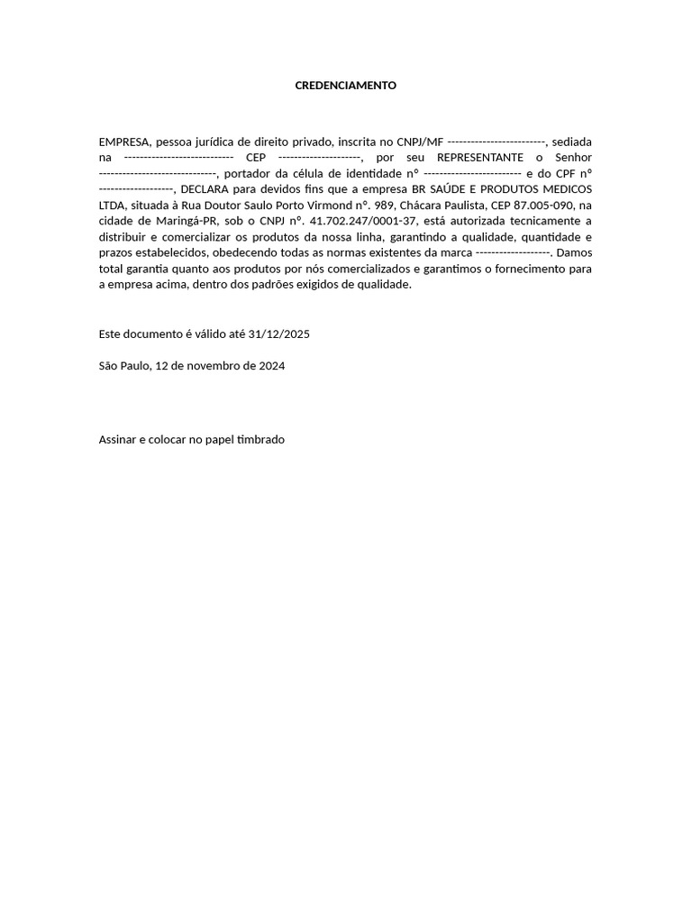 Modelo Credenciamento | PDF