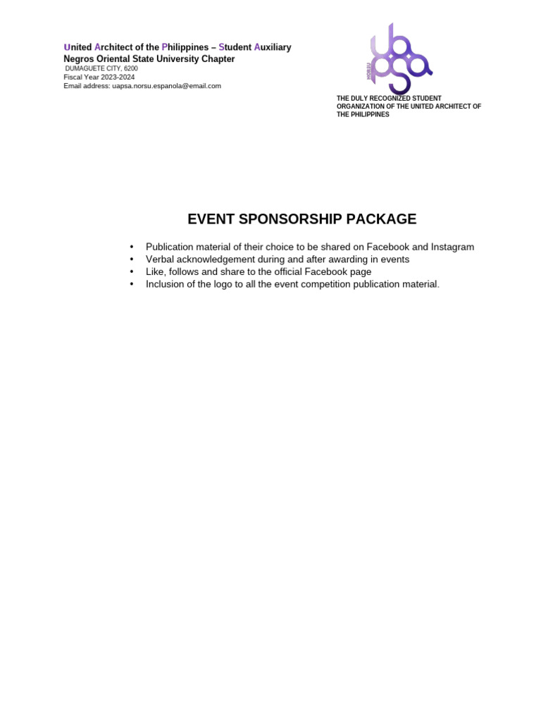 Event Sponsorship Package Architectural Competition | PDF | Career ...