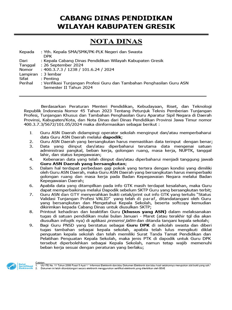 Nodin Penyaluran TPG Dan Tamsil Sem 2 Tahun 2024 | PDF | Karier & Perkembangan | Bisnis