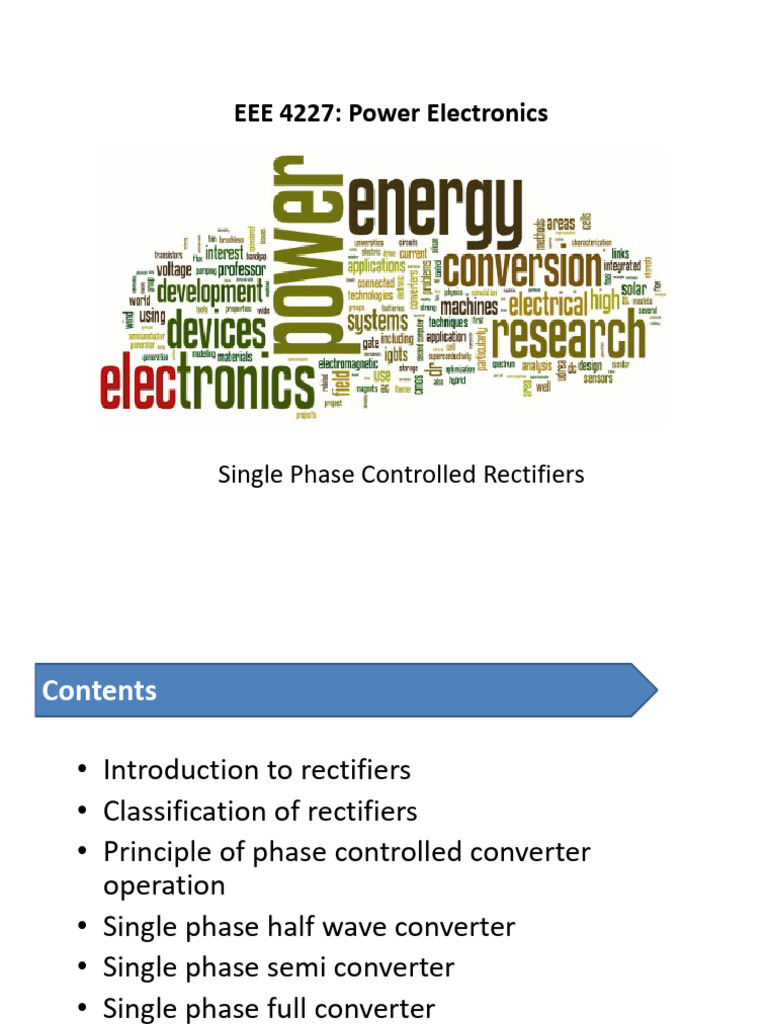 Lecture 3.1 - Single Phase Controlled Rectifiers | PDF | Rectifier | Electric Power