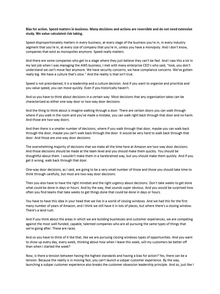 Bias For Action Transcript | PDF | Self-Improvement