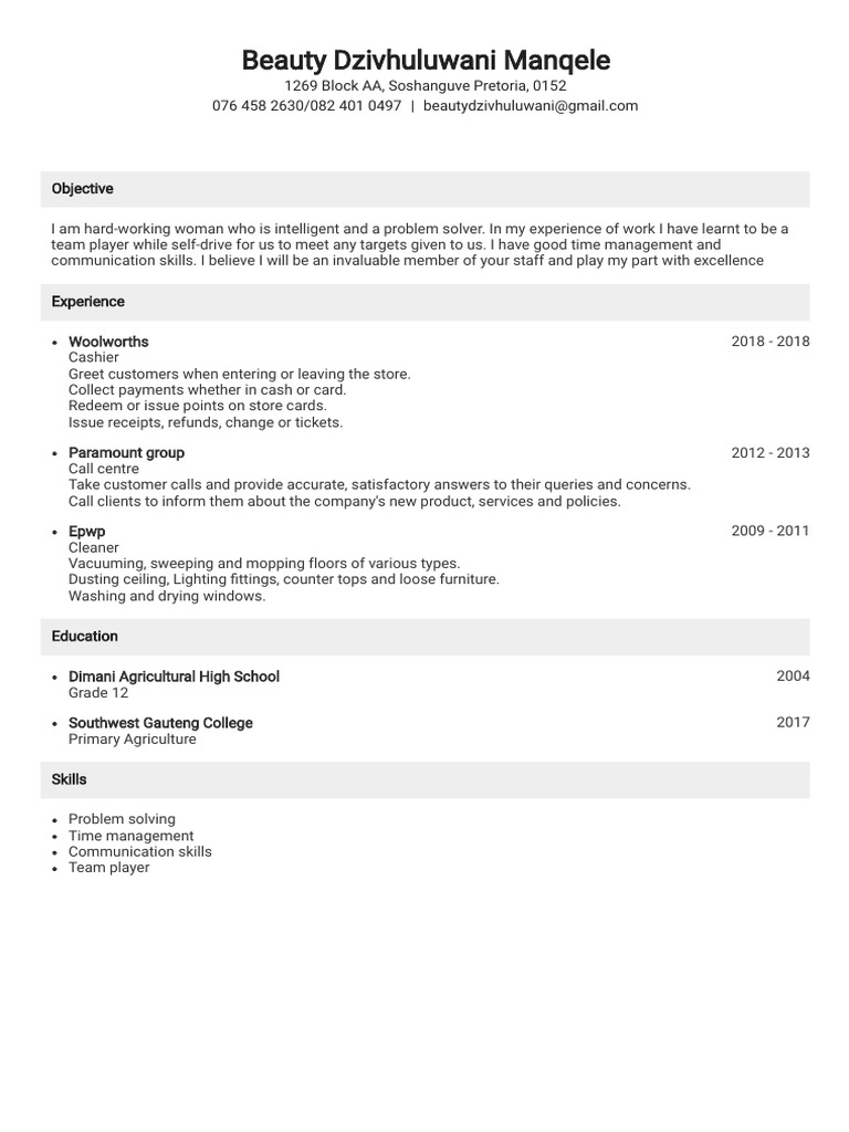 Beauty CV | PDF | Business