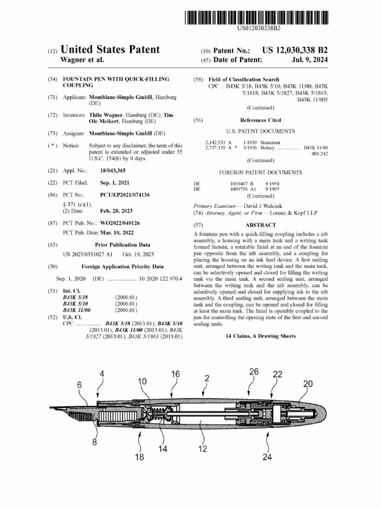 US12030338B2-Fountain Pen With Quick-Filling Coupling | PDF