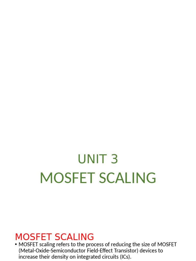 Unit 3 Mosfet Scaling | PDF | Mosfet | Field Effect Transistor