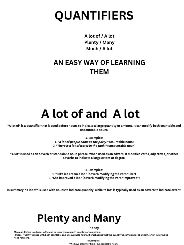 QUANTIFIERS | PDF | Adverb | Noun