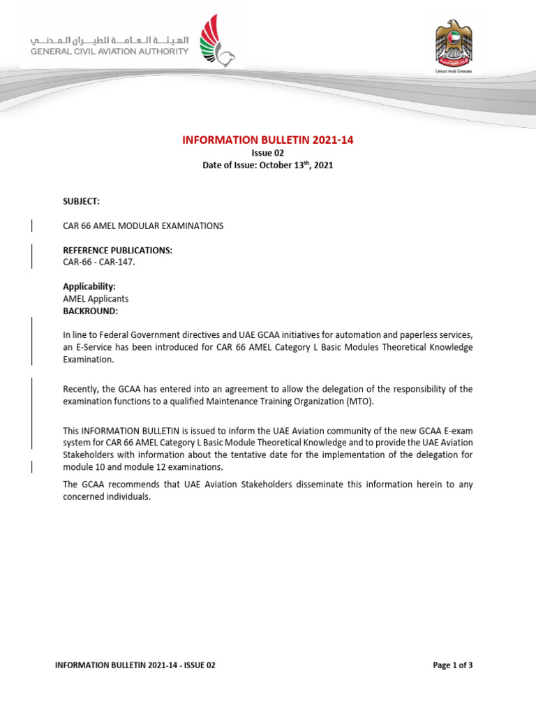 Information Bulletin 2021-14 - Basic Aviation Examinations - Issue 02 ...