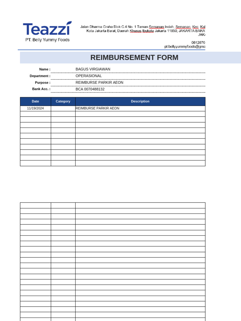 Form Reimburse | PDF