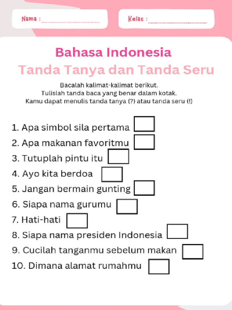 Soal Bahasa Indonesia Tanda Tanya Dan Tanda Seru | PDF