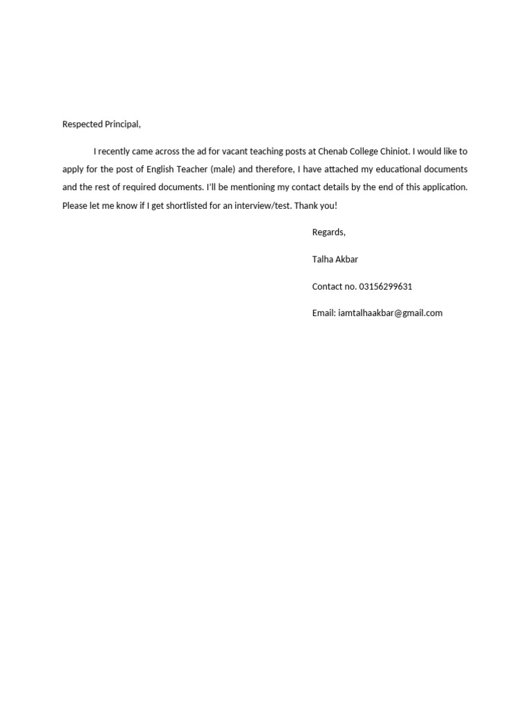 Respected Principal | PDF